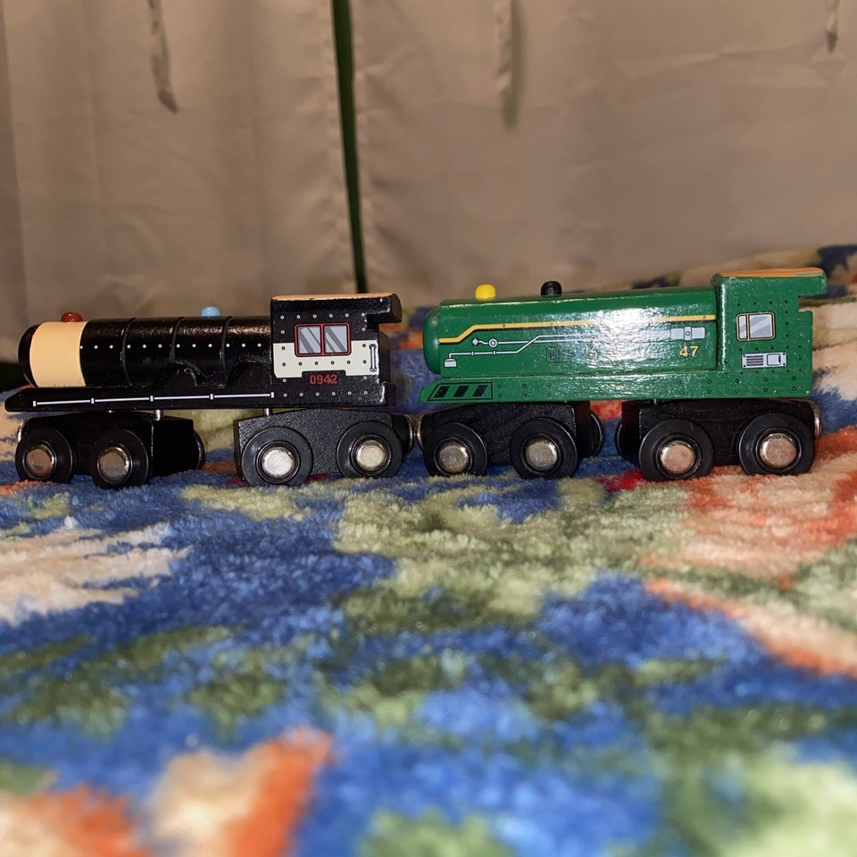 Masion Joseph Battat Black And Green Wooden Train Steam Locomotives | eBay