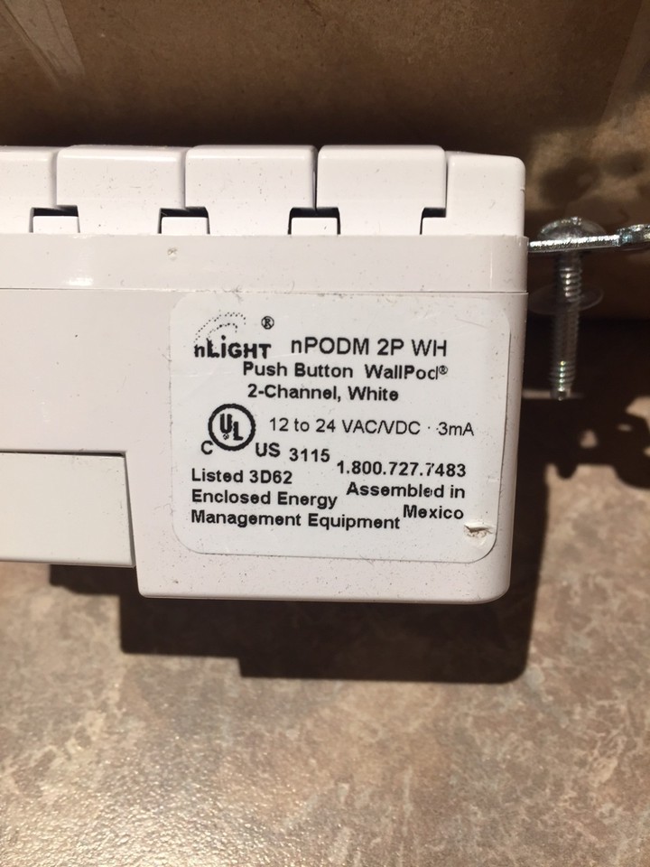nLight Sensor Switch nPODM-2P-WH Wall Switch Push Button WallPod, White ...