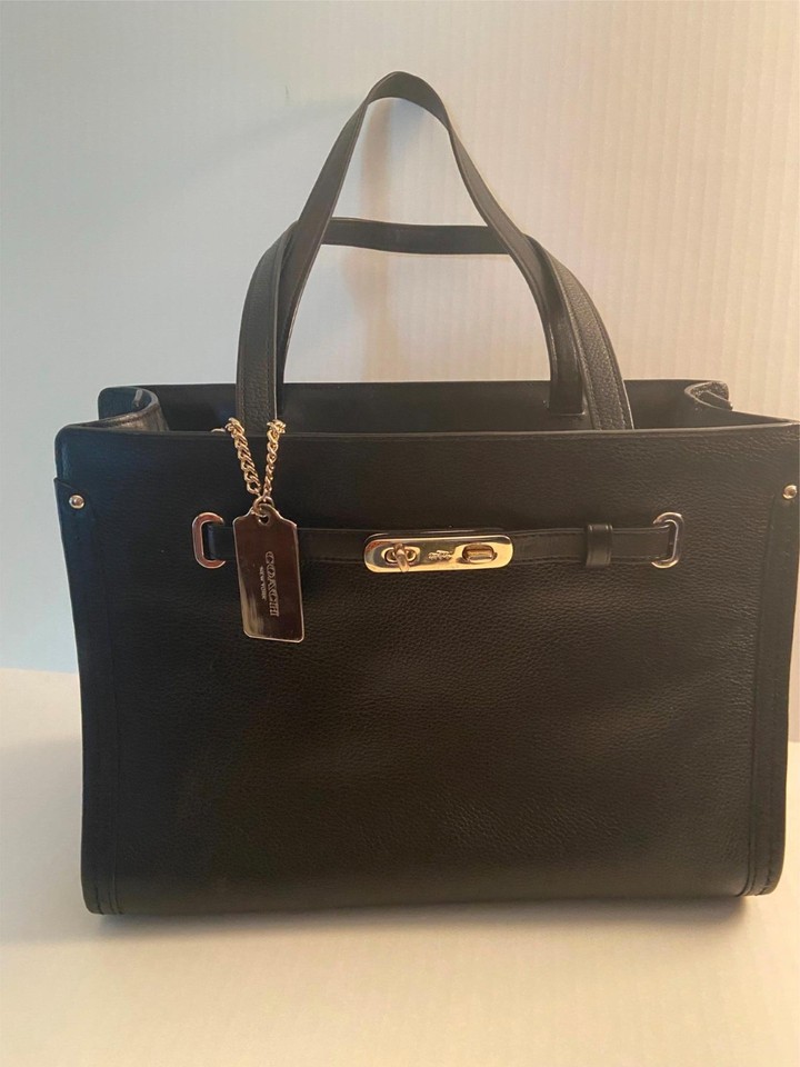 Coach Black Leather Swagger Tote Purse | eBay
