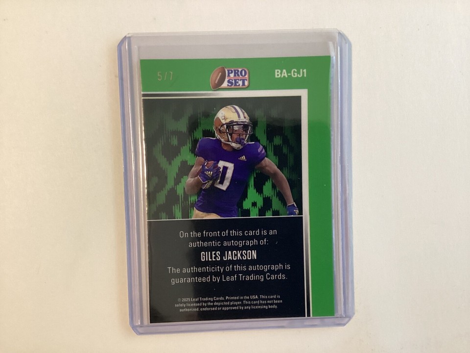 Giles Jackson 2025 Leaf Pro Set Black Ice #ed 5/7 Auto Card # BA-GJ1 ...