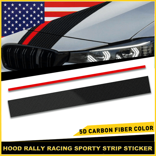 For Vehicles Car Front Hood Carbon Fiber Decal Red Sticker Rally Racing ...
