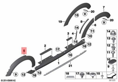 MINI Genuine R60 R61 Countryman Paceman Front Left Wheel Arch Trim NEW ...