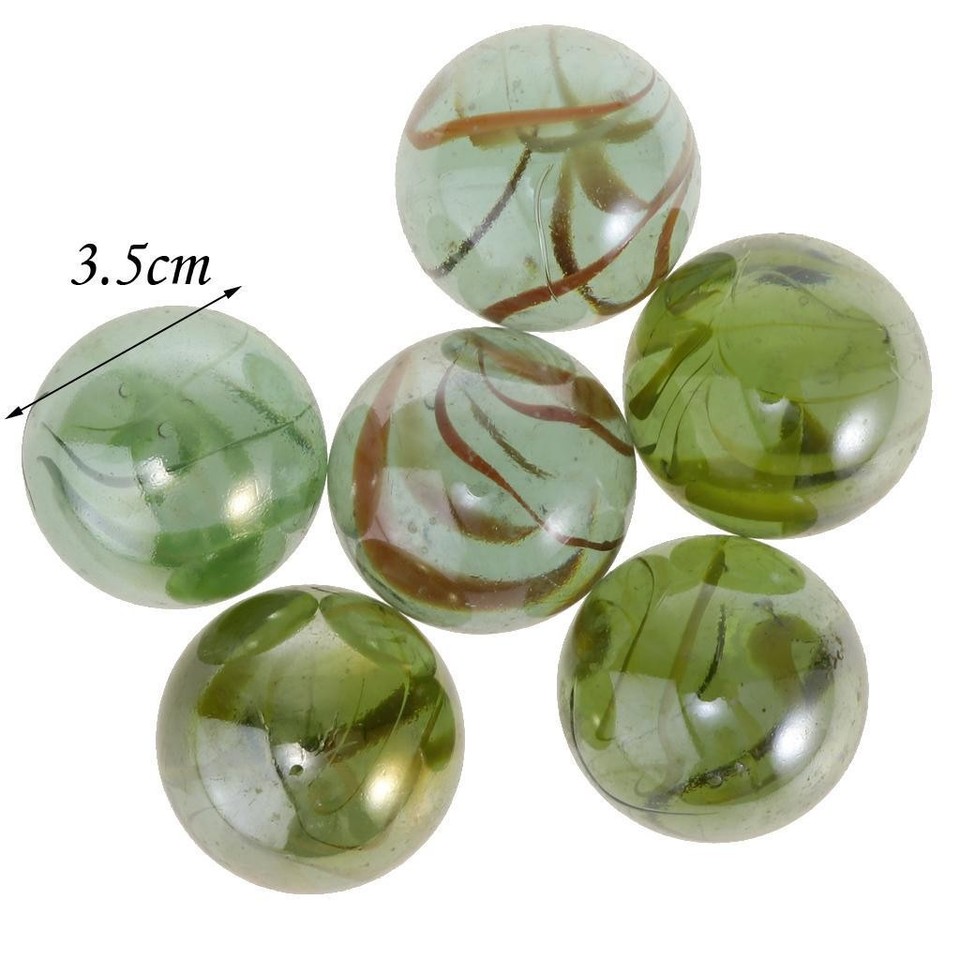 6Pcs 35mm Assorted Color Glass Marbles Traditional Game Play | eBay UK