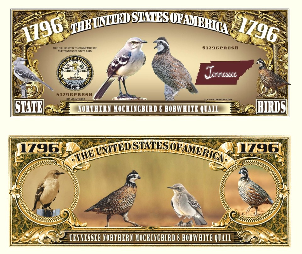 Full Set of All 50 US State Bird Funny Money Novelty Dollar Bills ...