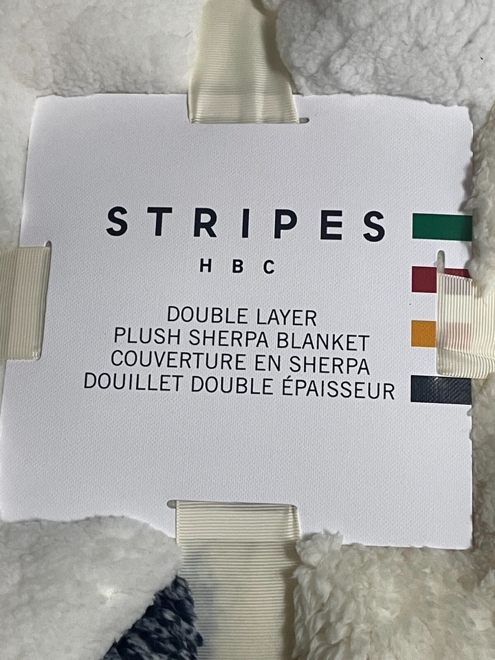 CANADA Hudson's Bay HBC Multi-Stripe Double Layer Faux Shearling ...