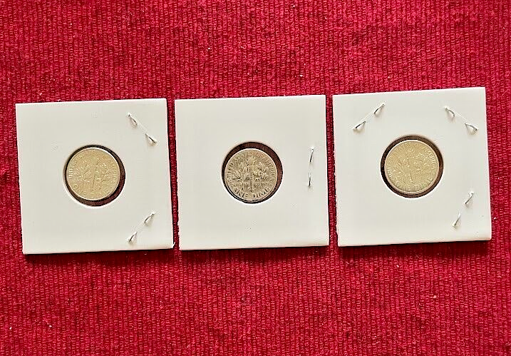 1946 (P), 1946 (D), 1946 (S), 3 Coin Set Roosevelt Dimes 90% Silver 10c ...