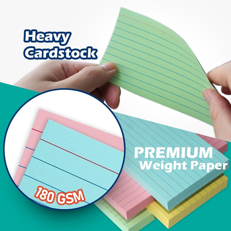 Pink Lined Index Cards 3x5 Ruled Note Cards 180 gsm Heavy Weight 100 ...