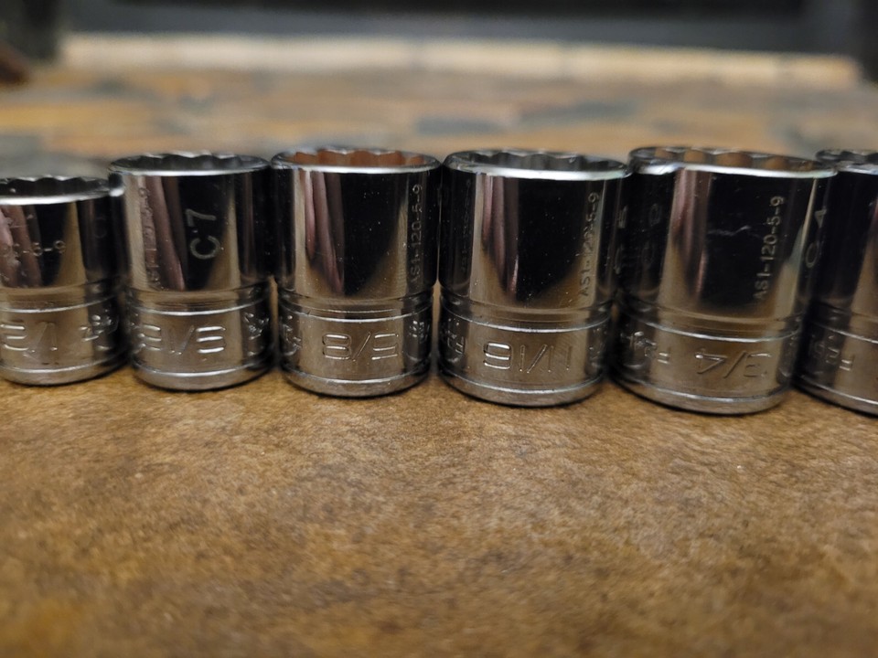 Snap-on Tools 16pc 3/8" Drive Mixed Socket Set 1/4"-7/8" Plus Extras 12 ...