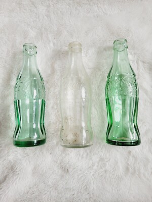Vintage COKE Coca Cola 10 Oz Clear Glass 6 OZ Green Glass Jasper LA KS ...