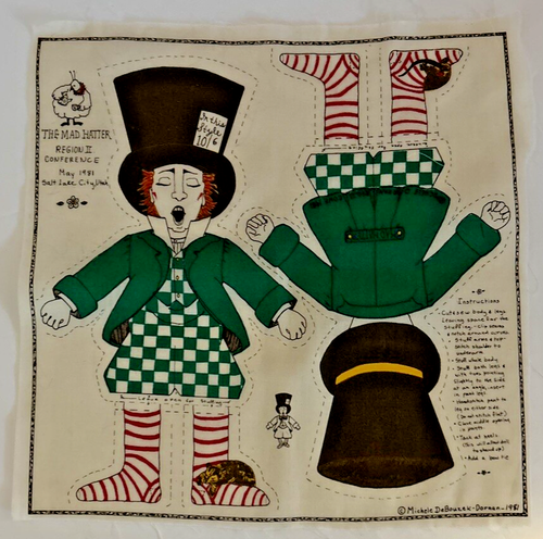 The Mad Hatter Fabric Doll Cutout Michele DeBouzek-Dorman 1981 | eBay