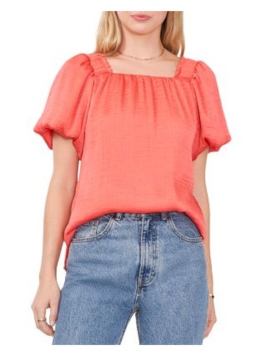 VINCE CAMUTO Womens Coral Lined Shoulders Split Side Hems Pouf Sleeve ...
