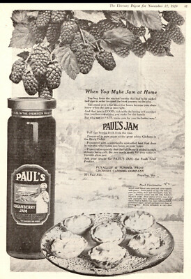1920 vintage food AD PAUL'S Loganberry Jam , Peach Fanchonettes Recipe ...