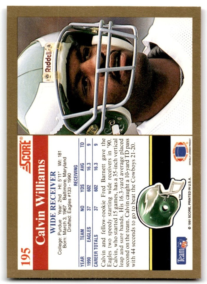 1991 Score Calvin Williams Philadelphia Eagles #195 | eBay