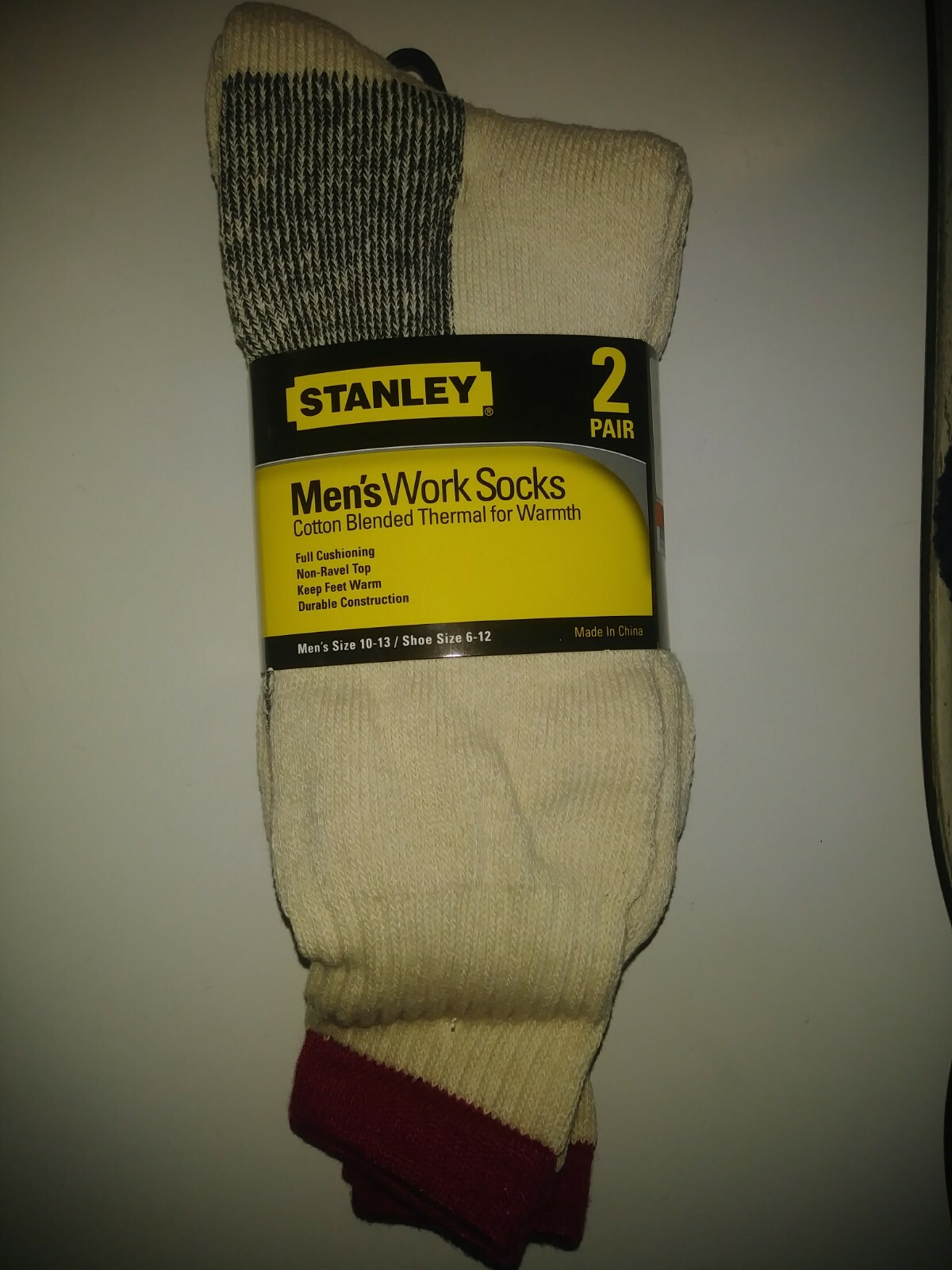 Stanley Men's Work Socks 2 Pair Sz 6-12 Cotton Blended Thermal for ...