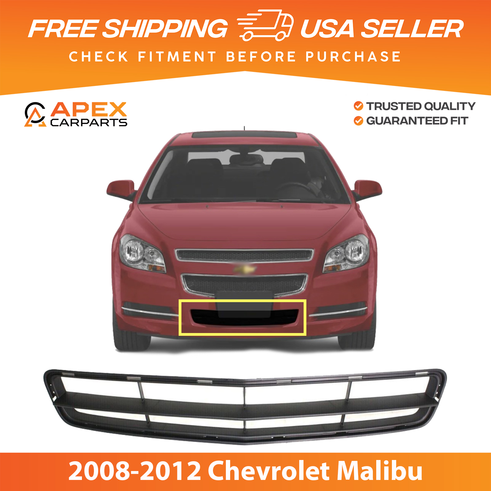 2008-2012 Chevrolet Malibu Front Lower Bumper Cover Grille GM1036119 ...