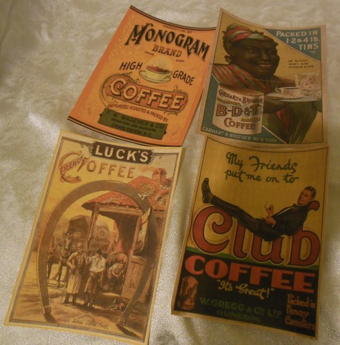 Set of 16 LARGE Vintage/Victorian Coffee Companies Advertisement Images ...