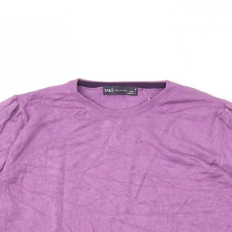 Marks and Spencer Womens Purple Round Neck Viscose Blend Jumper Size 8 ...
