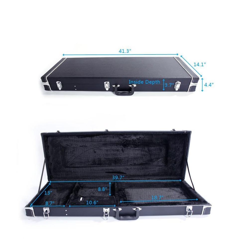 Electric Guitar Square Hard-Shell Case Lockable With Full Neck Support ...