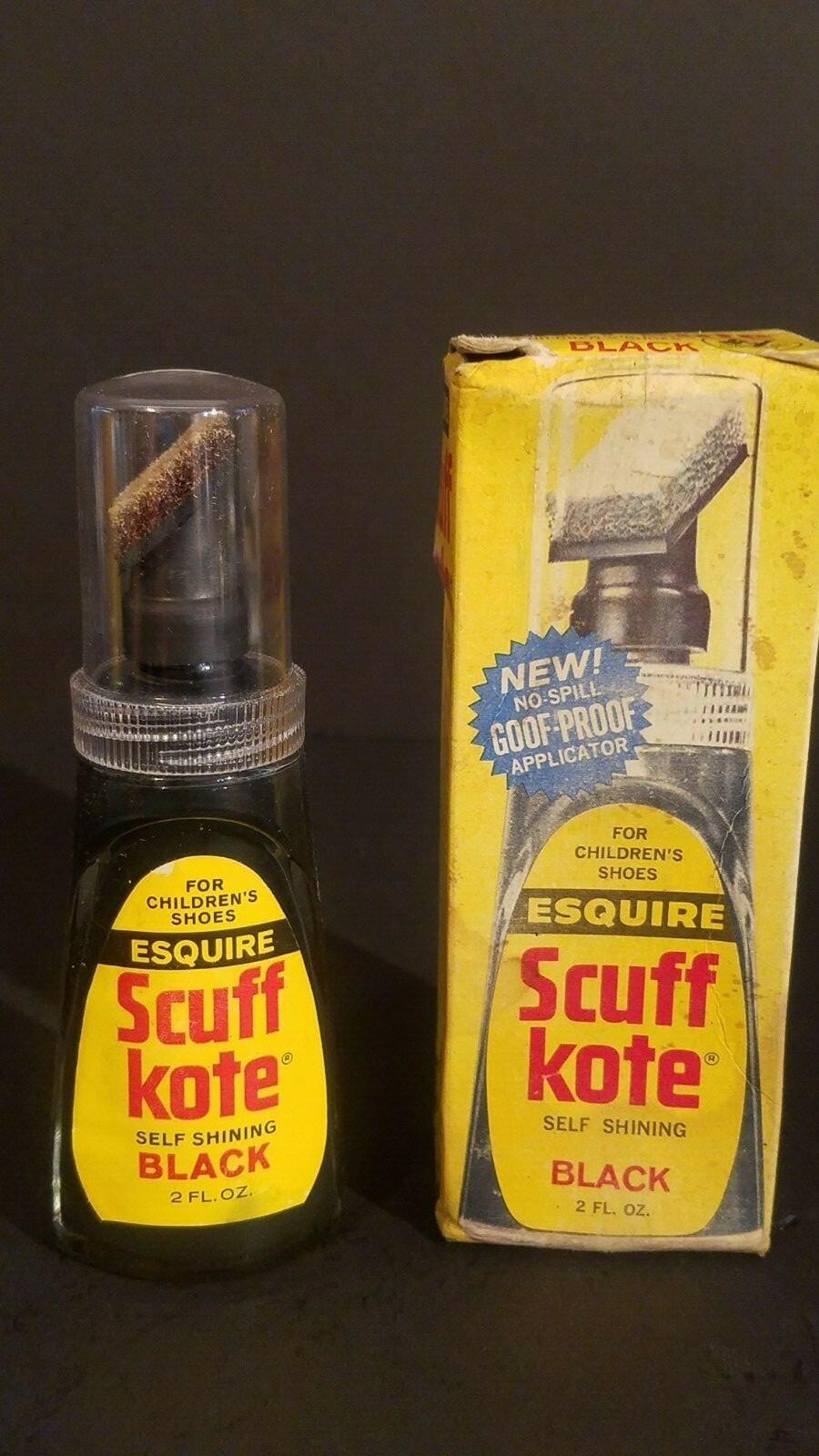 Vintage Esquire Scuff-Kote for Children's Shoes Bottle in Box (FULL ...