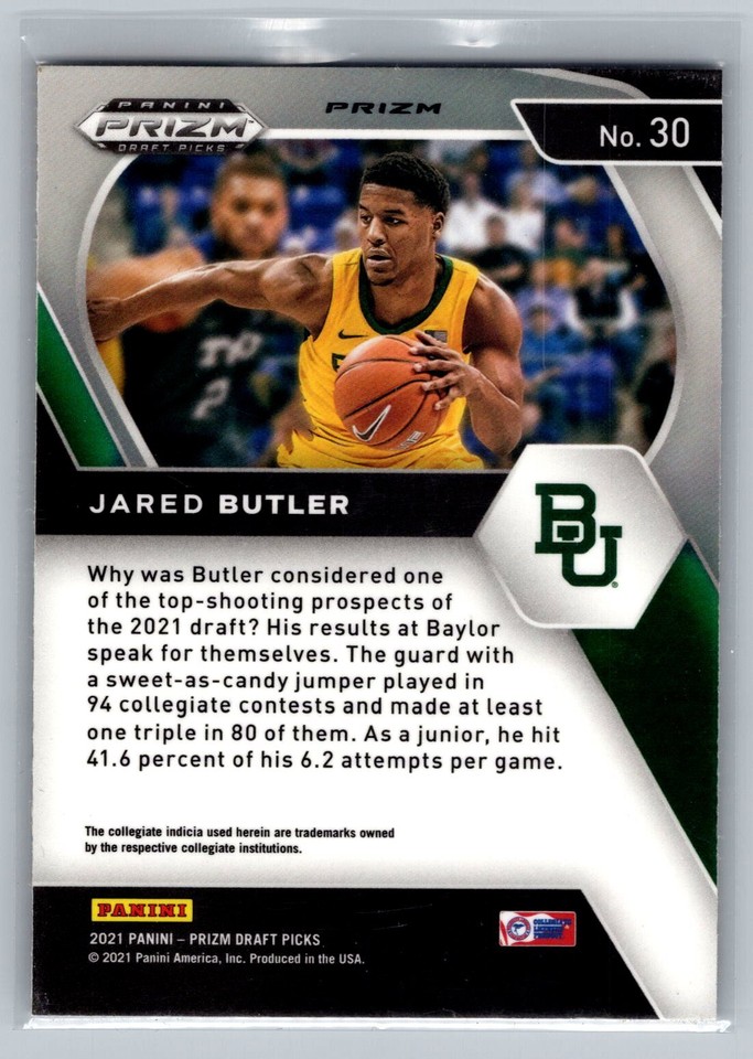 2021 Panini Prizm Collegiate Draft Picks #30 Jared Butler Green NrMt ...
