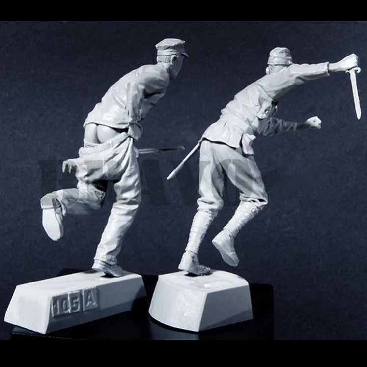 Unpainted 1/35 US Soldier & Japanese Soldier "BANZAI" Resin Figure ...
