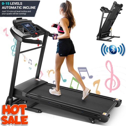 3.25HP Treadmill w/ 15% Auto-Incline Electric Foldable Running Machine ...