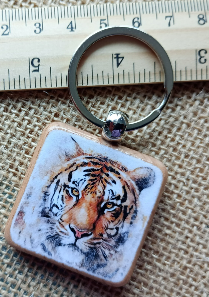 Tiger Keyring, Tiger Head Keyring, Tiger Face, Handmade in Scotland ...