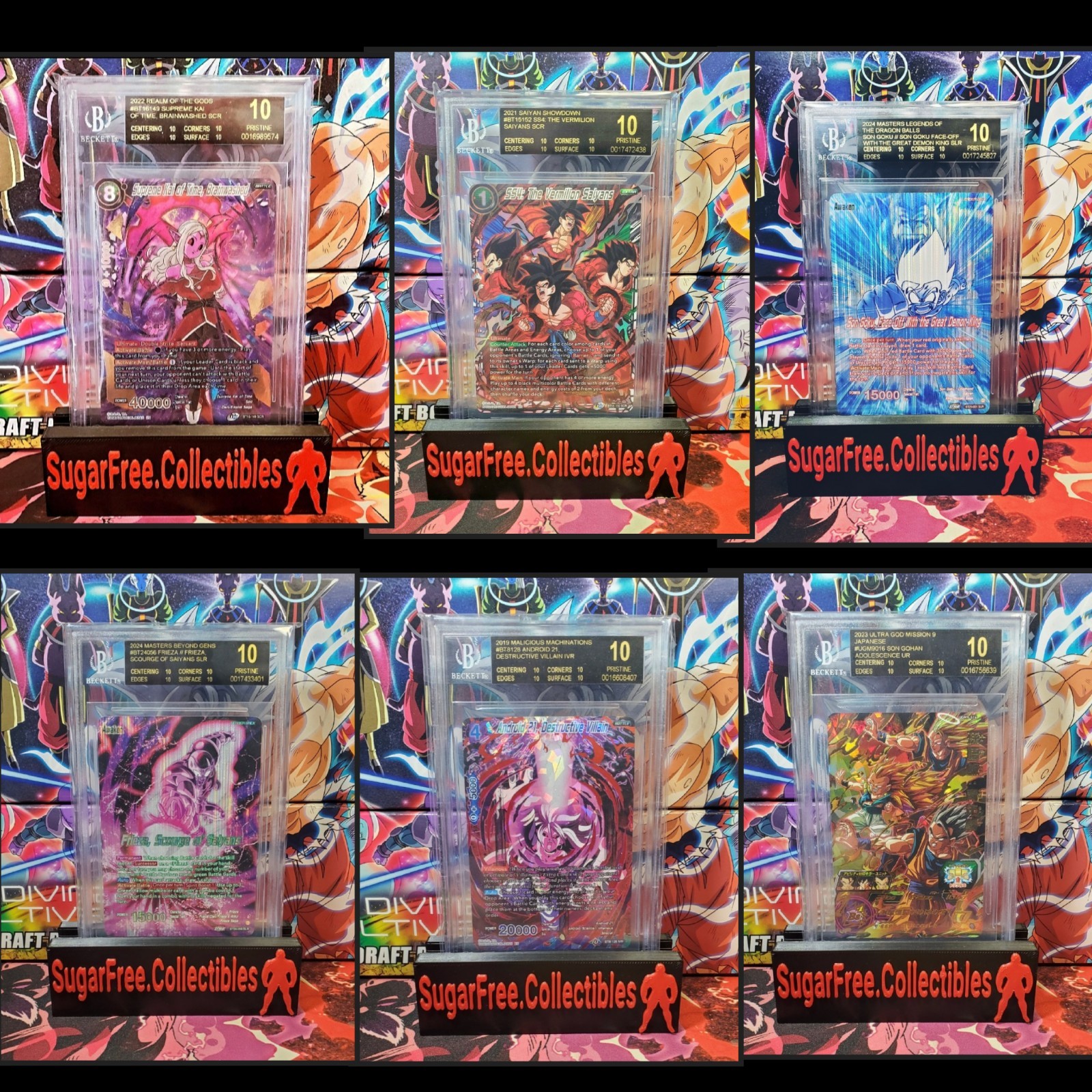 BGS 10 Black Label Dragon Ball SCR Super Card Game Lot - 6 Black Labels ...