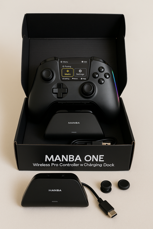 MANBA ONE Wireless Pro Controller w/ Charging Dock & Extra Thumbsticks ...