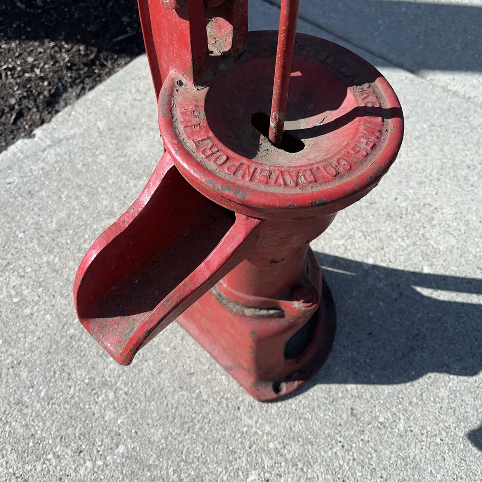 Antique Vintage Cast Iron Red Jacket Red Manual Hand Well Water Pitcher ...