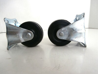 Set of Two 2 inch Rubber Caster Wheels with Rigid Top Plate | eBay