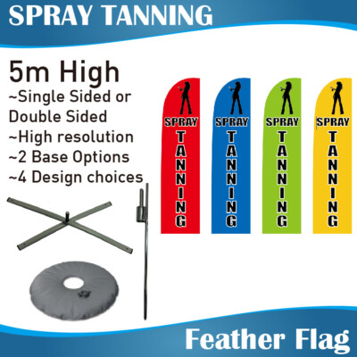 5m Outdoor SPRAY TANNING Flags Banner Feather Flags with Base | eBay ...
