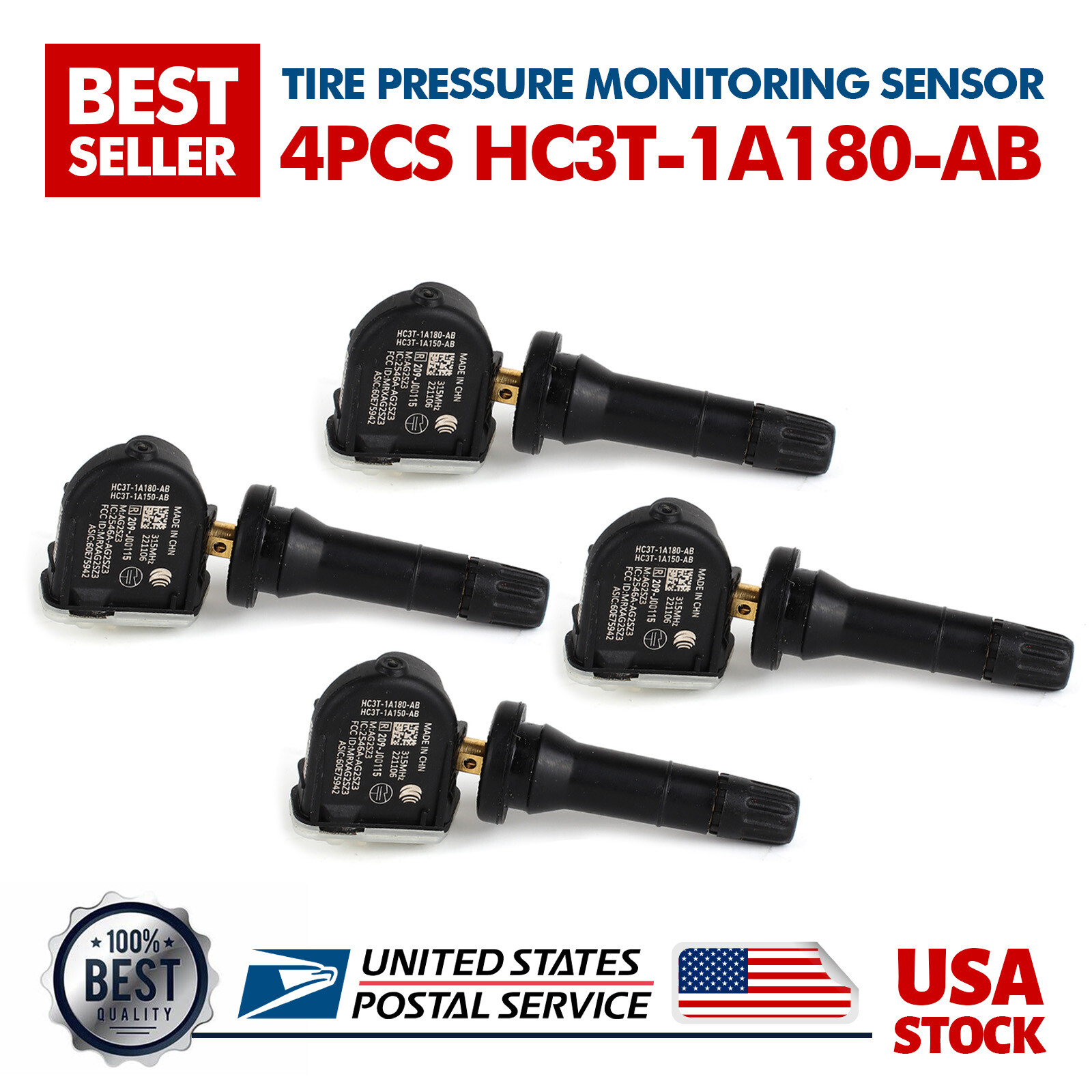 4PCS OEM TPMS Tire Pressure Monitoring Sensors For FORD F450 F550 HC3T ...