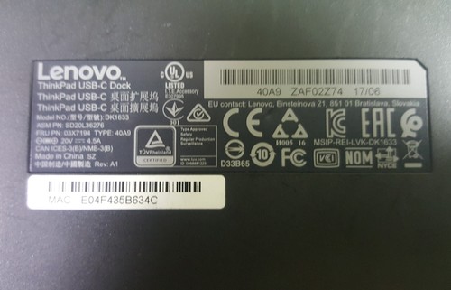 Lenovo ThinkPad USB-C Dock (DK1633) for sale online | eBay