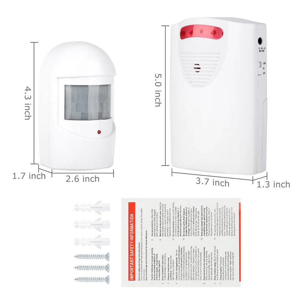 1000FT Wireless Motion Sensor System Driveway Alarm Alert Security ...