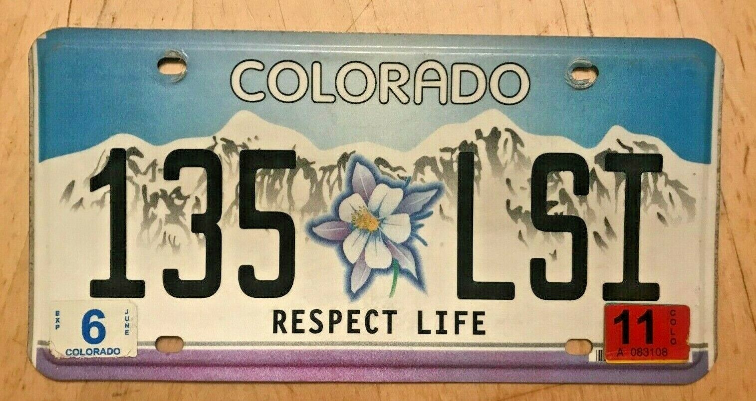 COLORADO RESPECT LIFE COLUMBINE FLOWER GRAPHIC AUTO LICENSE PLATE " 135 ...