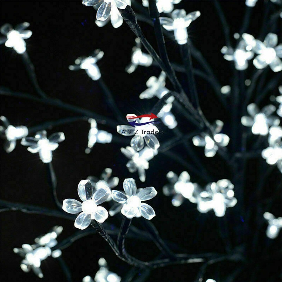 4ft 128 LED Solar Powered Blossom Tree White Light Garden Decoration ...