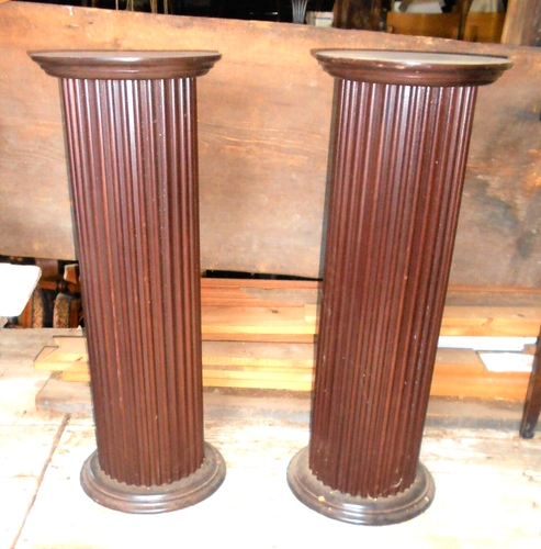 ANTIQUE PAIR OF VICTORIAN STYLE REEDED COLUMN PEDESTALS | eBay