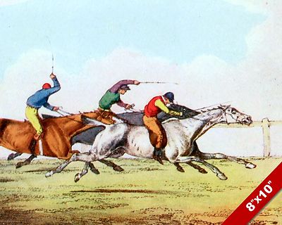JOCKEYING FOR POSITION HORSE JOCKEY RACE RACING ART PAINTING REAL ...