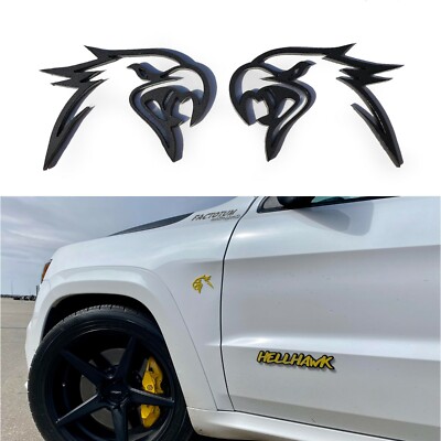 FACTOTUM Matte Black HELLHAWK Fits Jeep TrackHawk Grand Cherokee Emblem ...