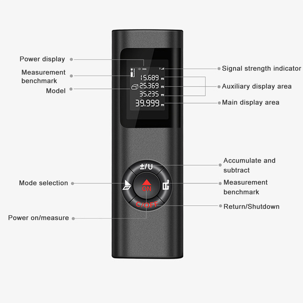 Handheld Digital Laser Point Distance Meter Tape Range Finder Measure ...