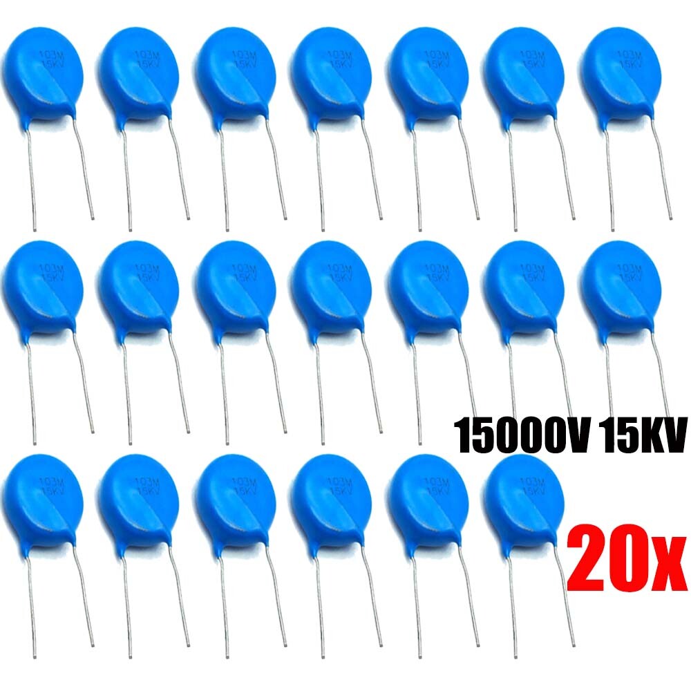 20Pcs Ceramic Disc Capacitors 10000pf 10nf 0.01uf 103 15000V 15KV USA ...