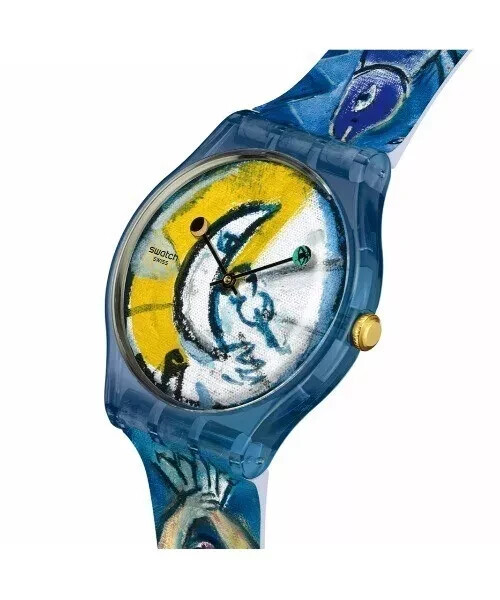 Swatch SUOZ365 X Tate Gallery CHAGALL'S BLUE CIRCUS Analog Watch W/ Box ...