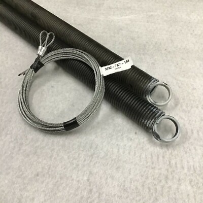 25-42-110lbs 7' White Extension Spring Safety Cables Double Loop End ...