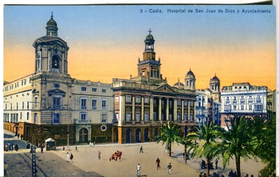 Spain Cadiz - Hospital de San Juan de Dios y Ayuntamiento old postcard ...