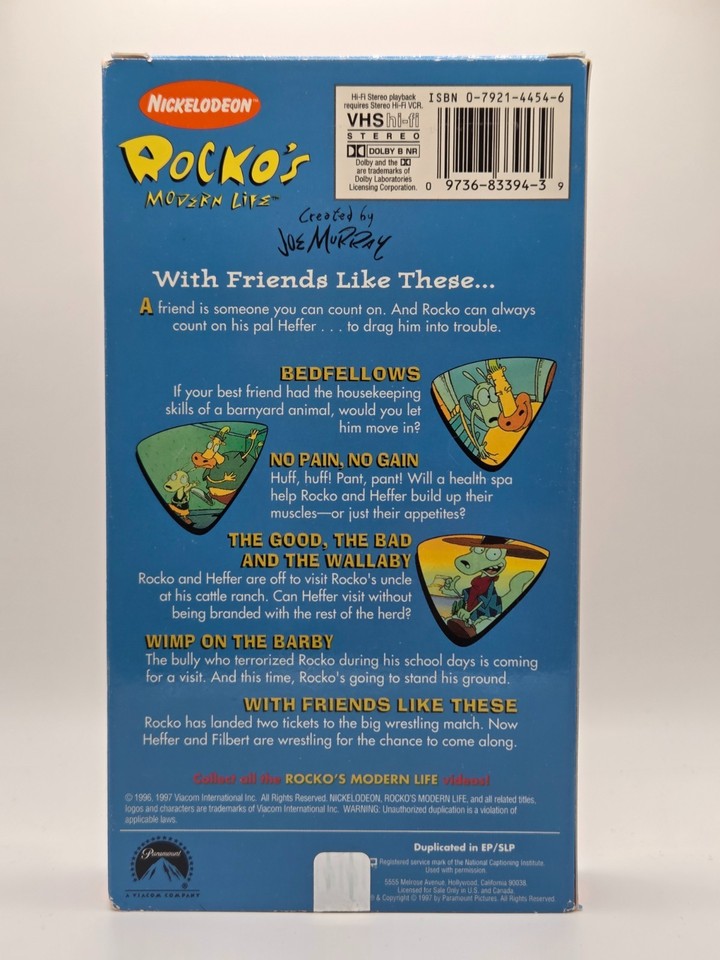 Rocko's Modern Life: With Friends Like These VHS 1997 Nickelodeon ...