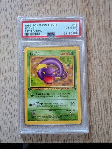 Pokemon TCG 1st Edition PSA 10 Ekans 46/62 Fossil WOTC 1999 | eBay