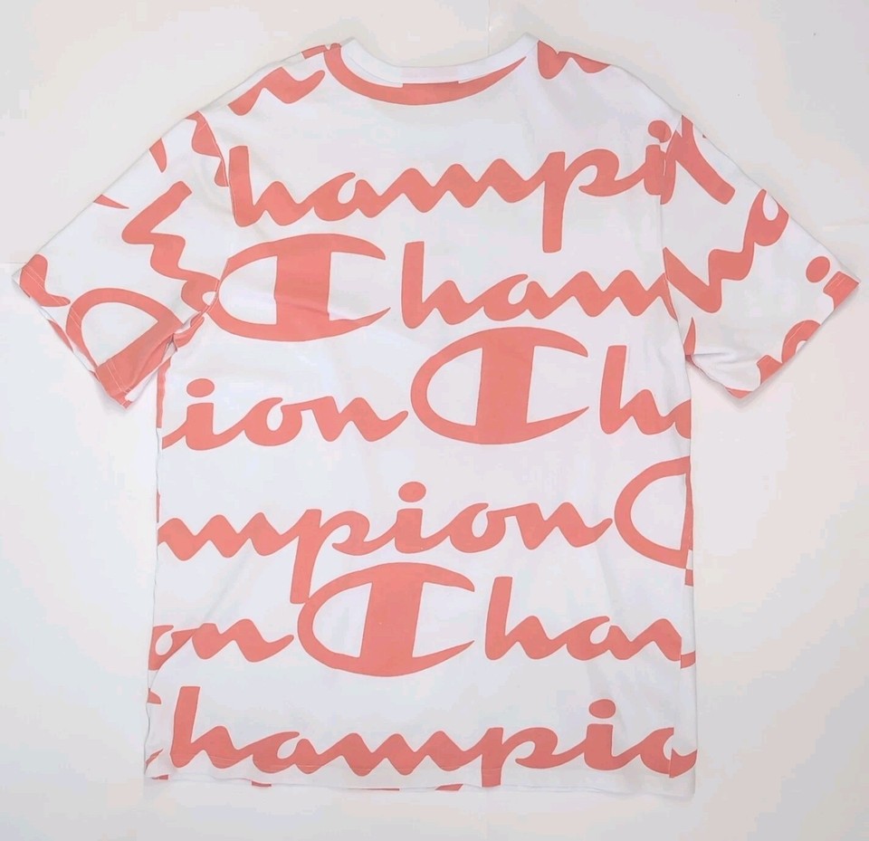 Champion All Over Print T-Shirt Logo Short Sleeve Crewneck Mens XL ...