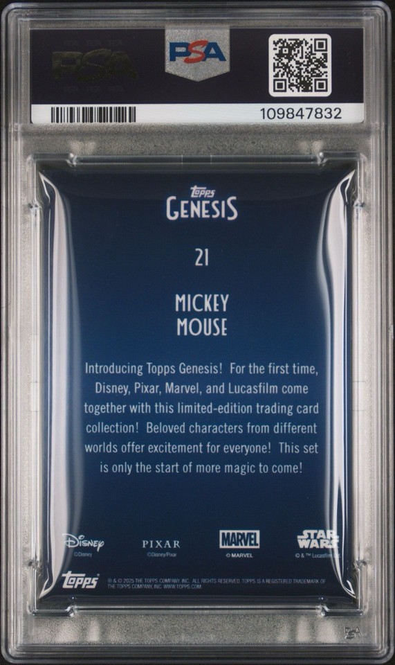2025 Topps Disney Genesis MICKEY MOUSE #21 ORANGE FOIL /25 PSA 9 POP1 ...