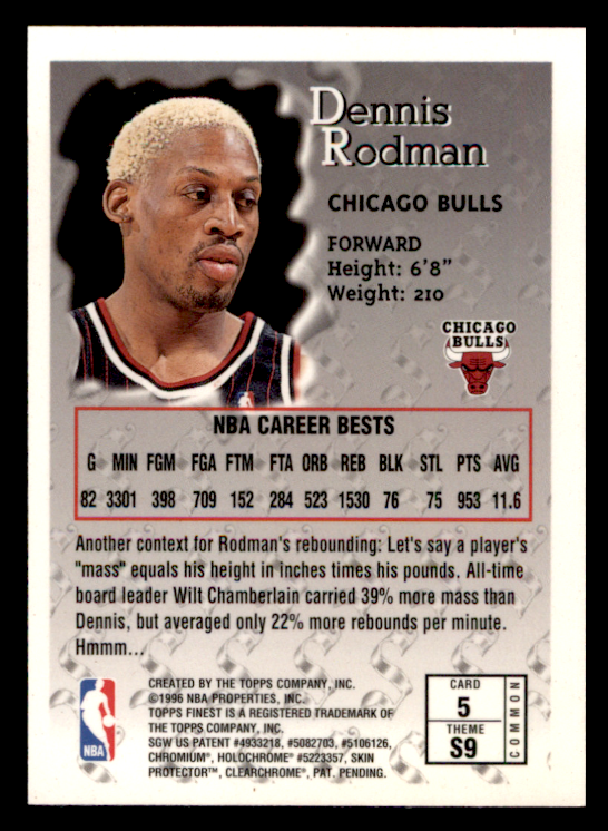 1996 Finest Dennis Rodman BRZ #5 Chicago Bulls | eBay